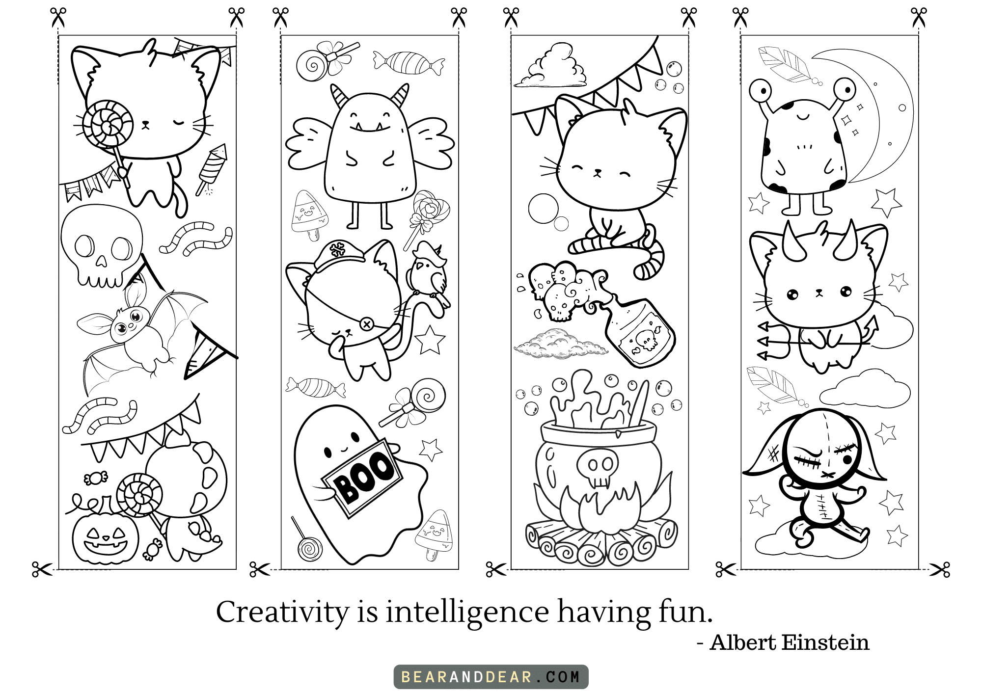 Free Halloween Coloring Bookmarks Overload The Cuteness