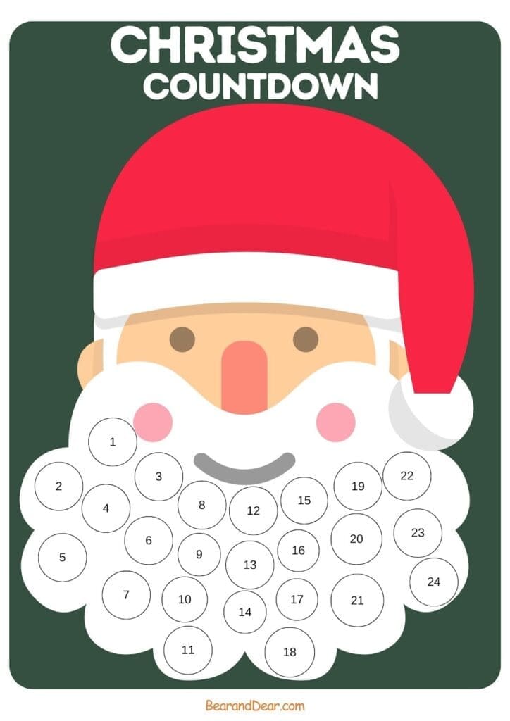 The Best Free Christmas Countdown Calendar For Kids Bear & Dear