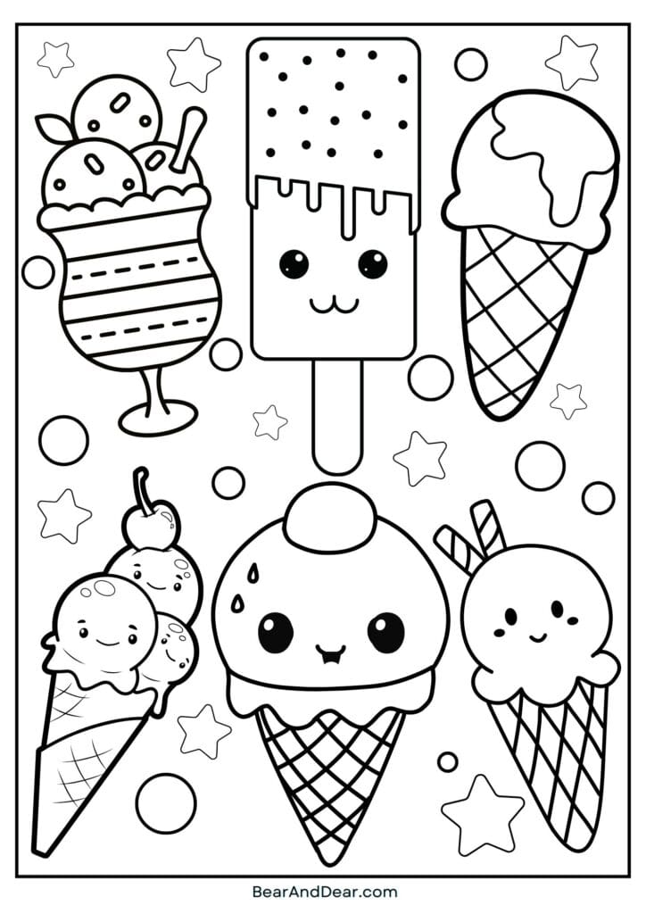 15 Free Super Cute Ice Cream Coloring Pages. - Bear & Dear