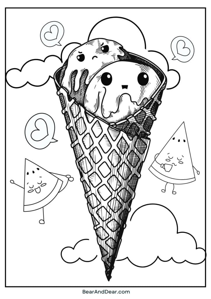 15 Free Super Cute Ice Cream Coloring Pages. - Bear & Dear