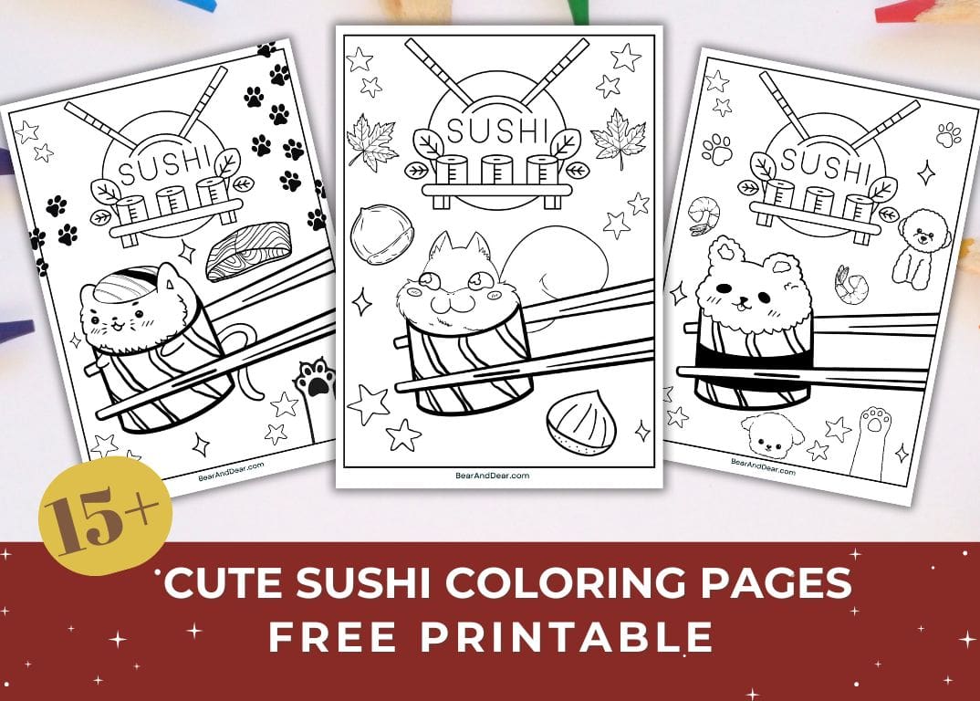 Cute Sushi Coloring Pages Bear & Dear